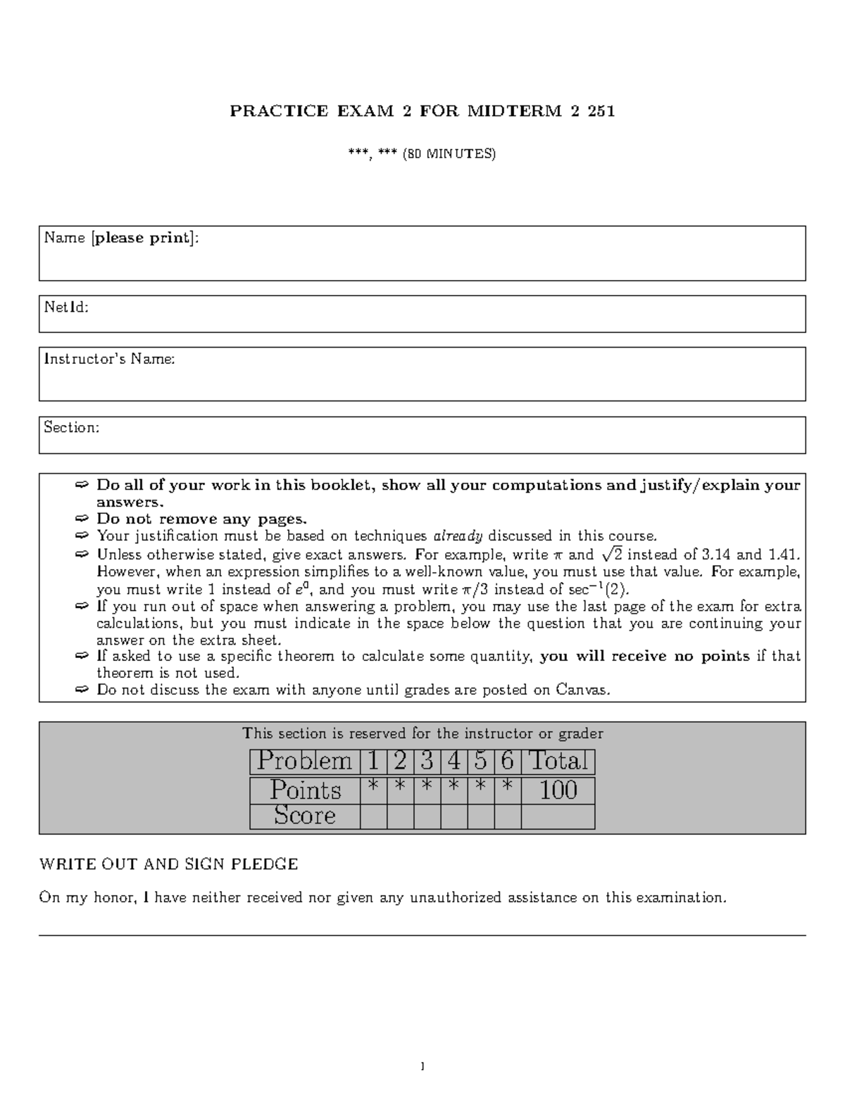Multivariable Calculus MATH201: Midterm 2 Practice Solutions - Studocu