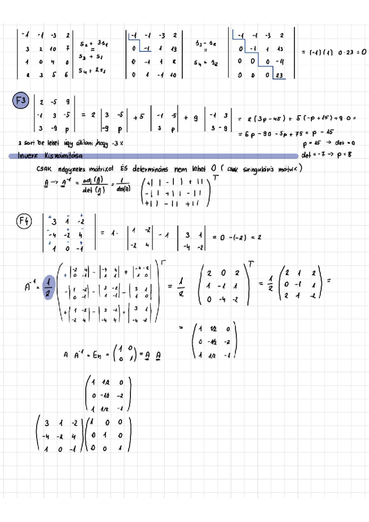 Determinants and Matrix Inverses - S2 Final Exam Notes - Studocu