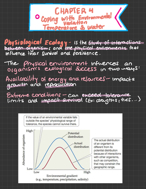 Principles of Ecology Chapters 21+22 - Chapter 21 All organisms are ...