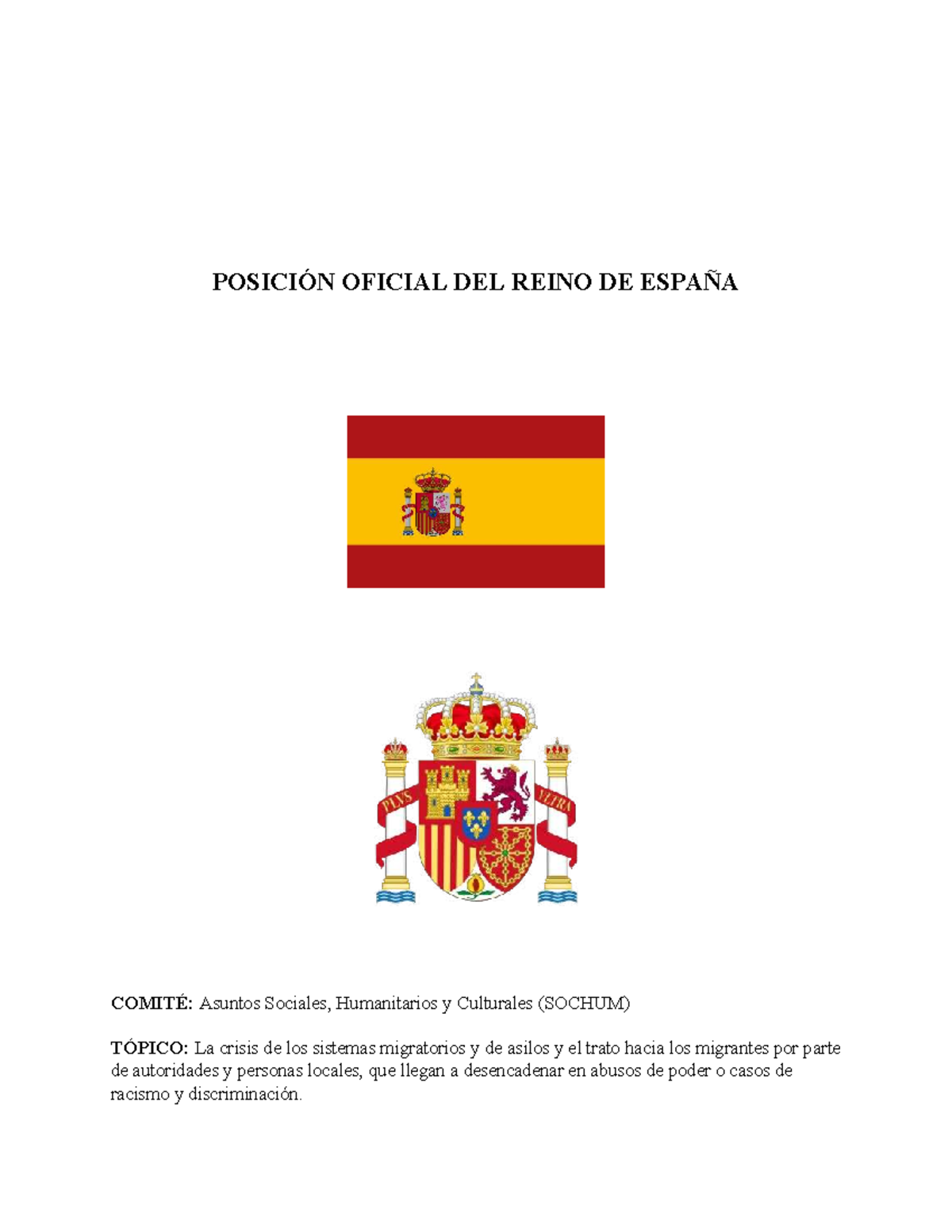 Posición Oficial del Reino de España sobre Migración y Asilo (SOCHUM ...