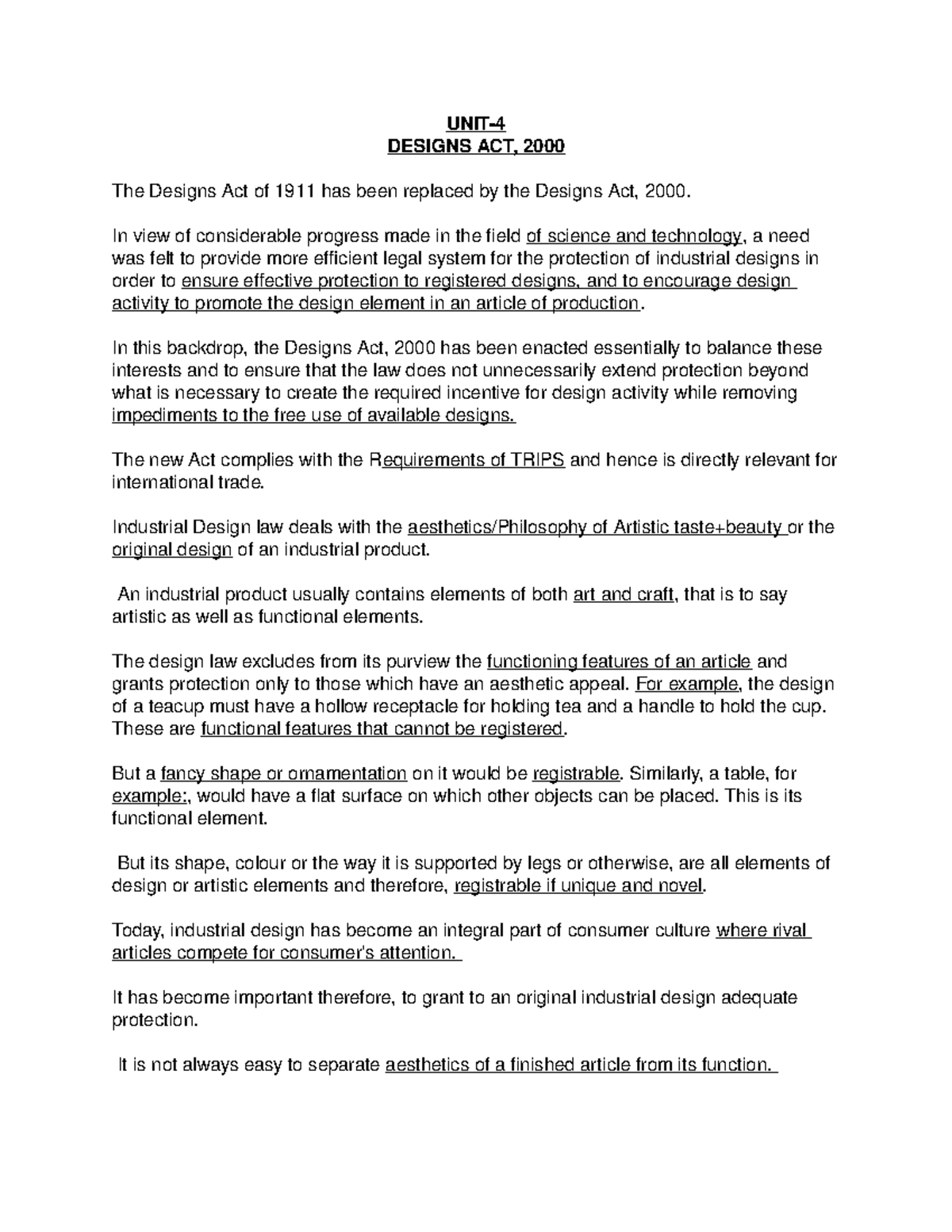 Unit-4 Designs Act, 2000-DESIGNS BASICS - UNIT- DESIGNS ACT, 2000 The ...