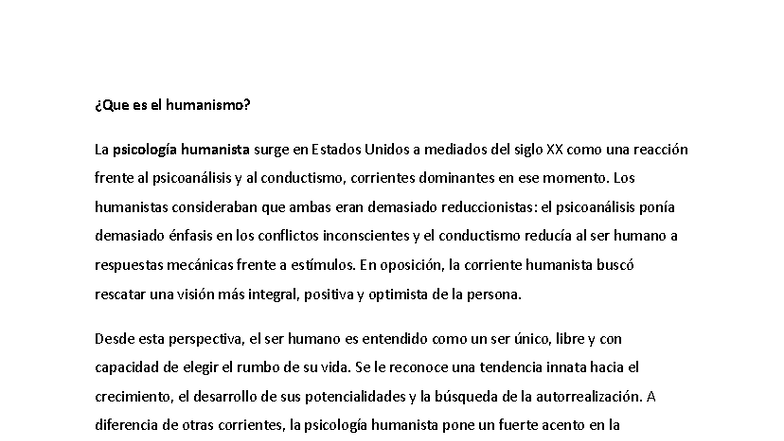 Humanismo y Psicología Humanista: Un Análisis de Carl Rogers - Studocu