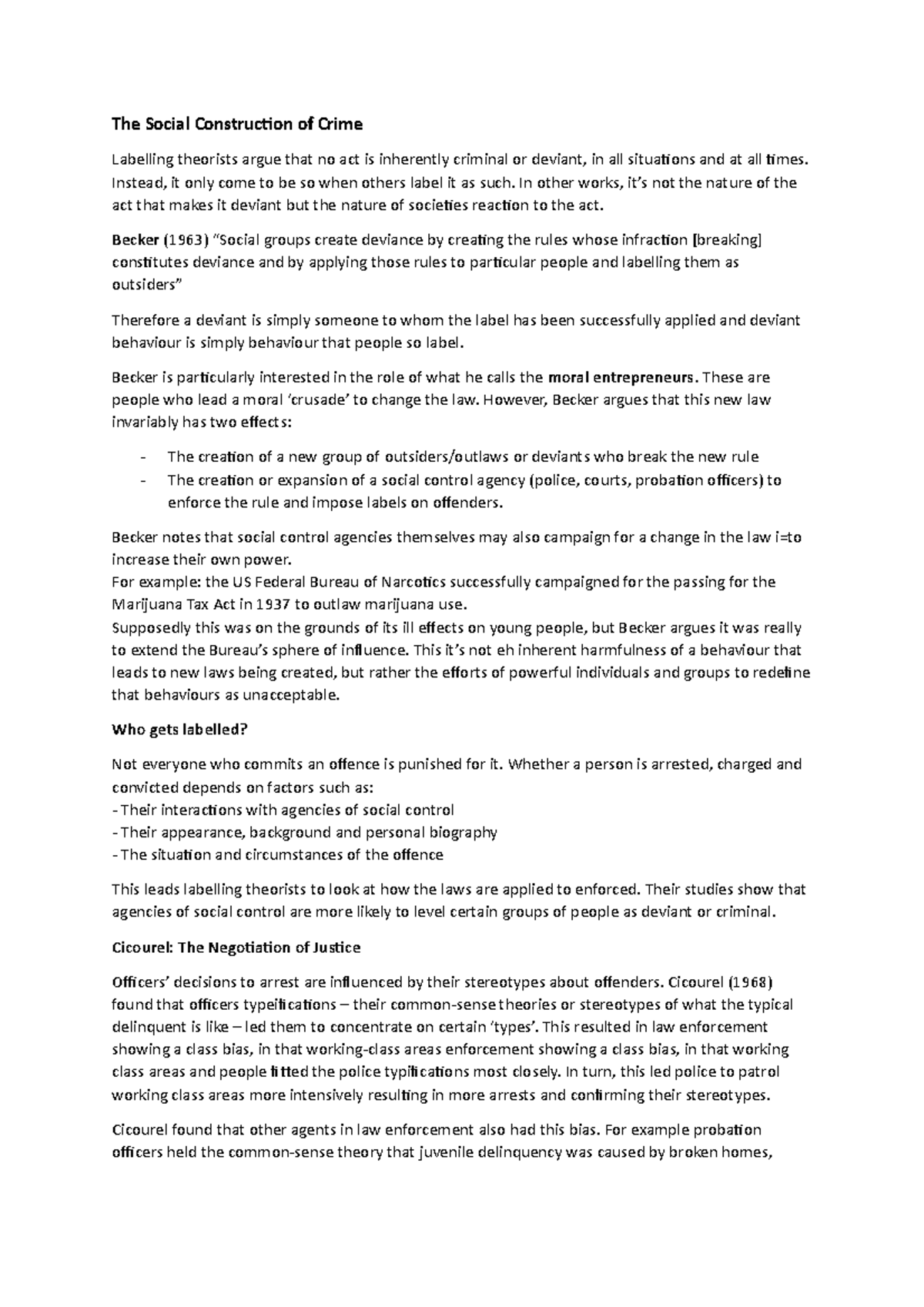 The Social Construction of Crime & Labelling Theory (CRIME) Analysis ...