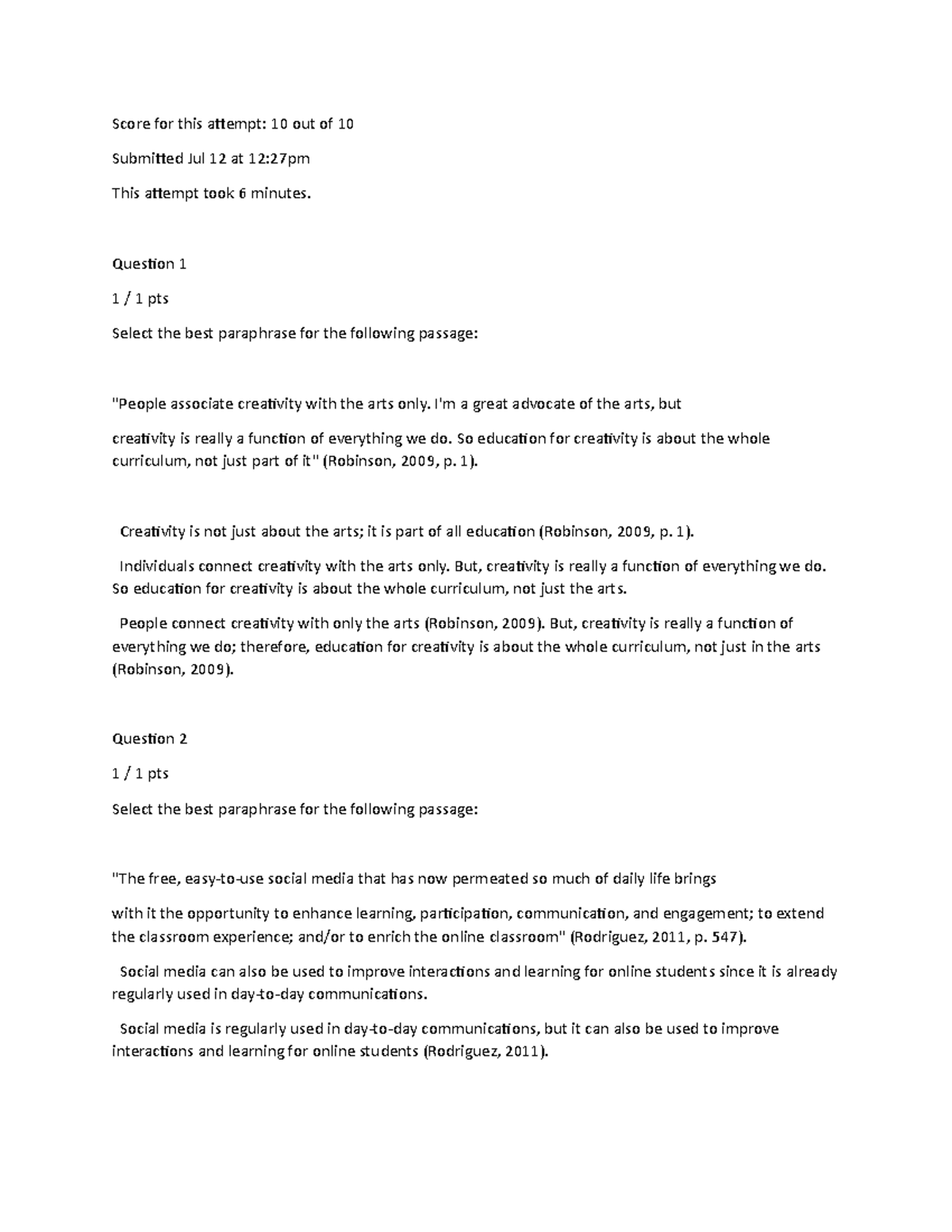 WEEK 1 QUIZ PSY 350 - WEEK 1 QUIZ PSY 350 - Score for this attempt: 10 out of 10 Submitted Jul ...