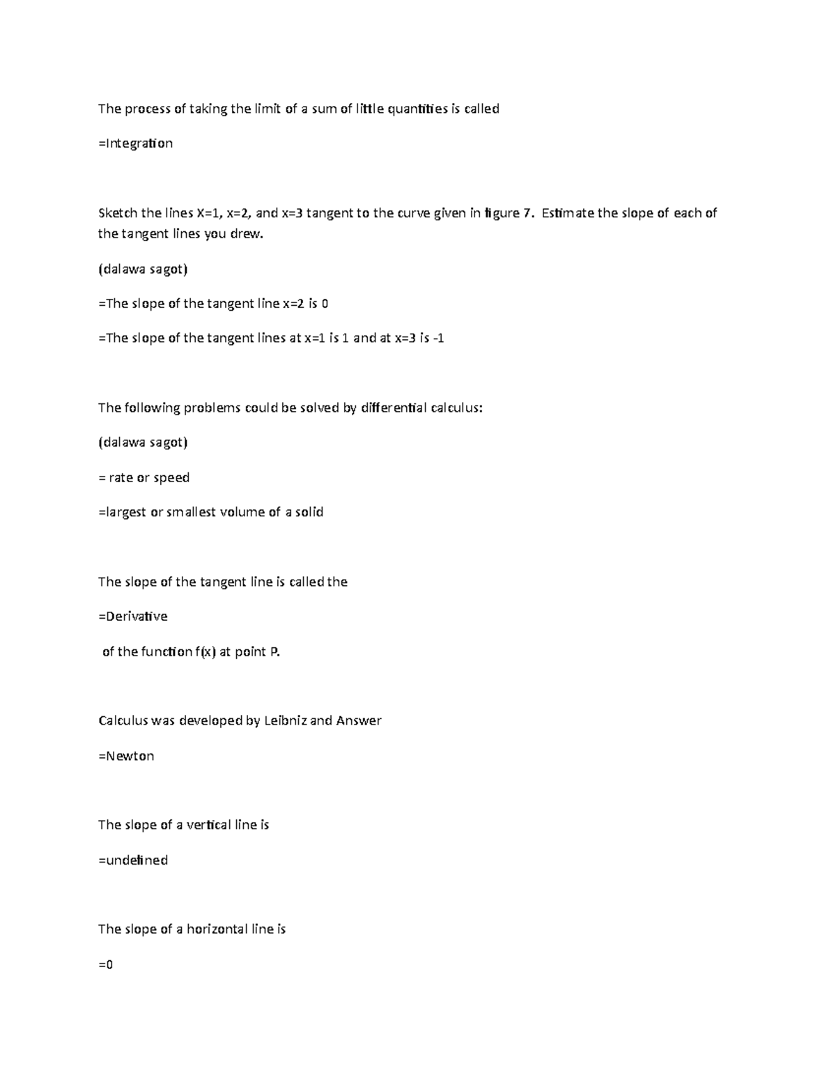 Calculus 1 Quiz 1: Understanding Limits, Tangents, and Derivatives ...