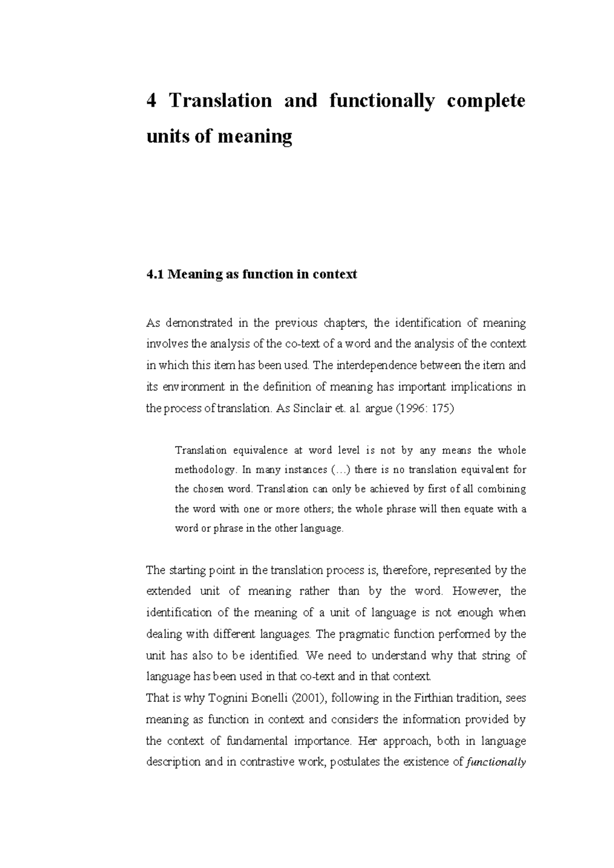 Translation Methodology: Functionally Complete Units of Meaning - Studocu