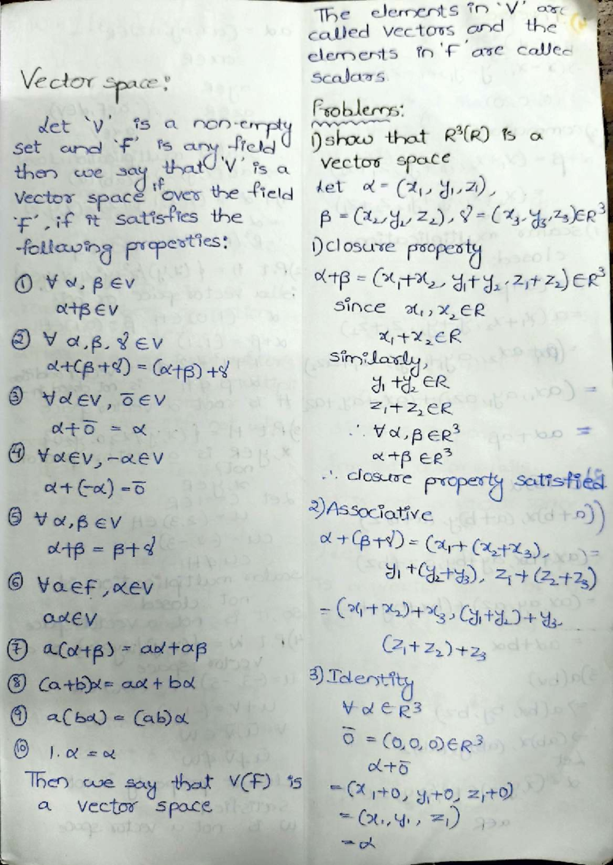 Unit 1 Notes: Understanding Vectors and Vector Spaces - Studocu