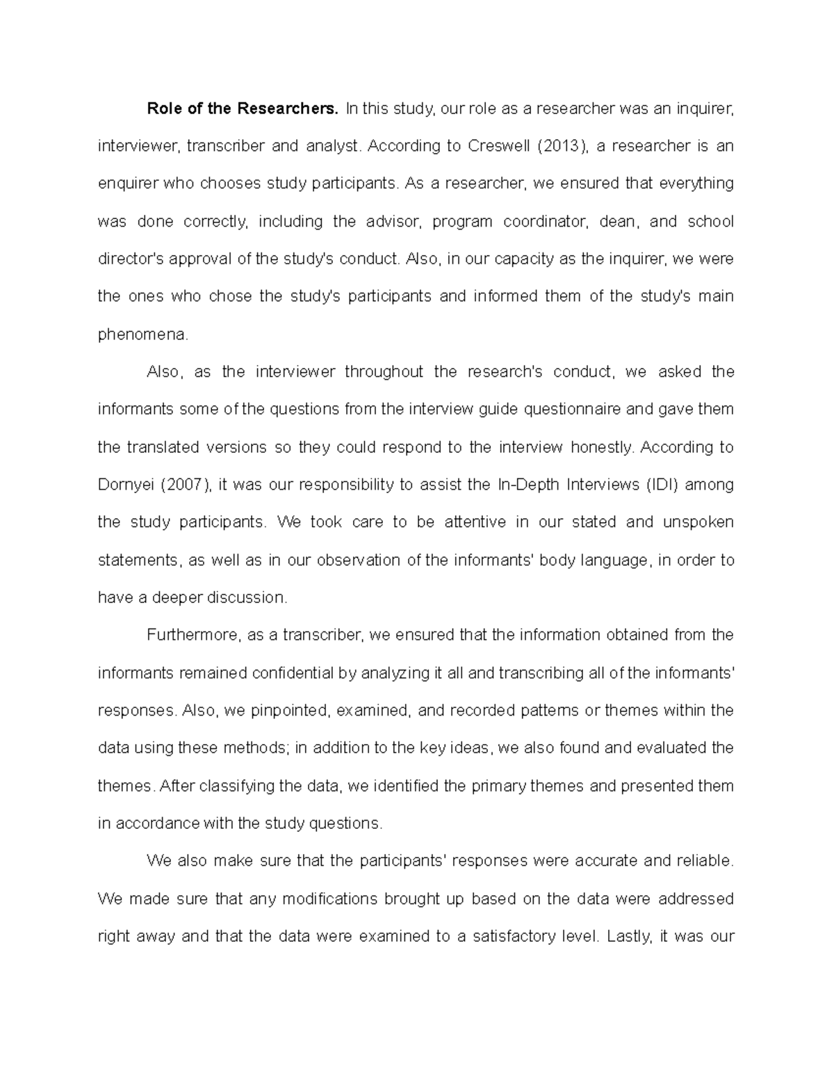 Role of Researchers in Qualitative Data Analysis: Methodology Insights ...