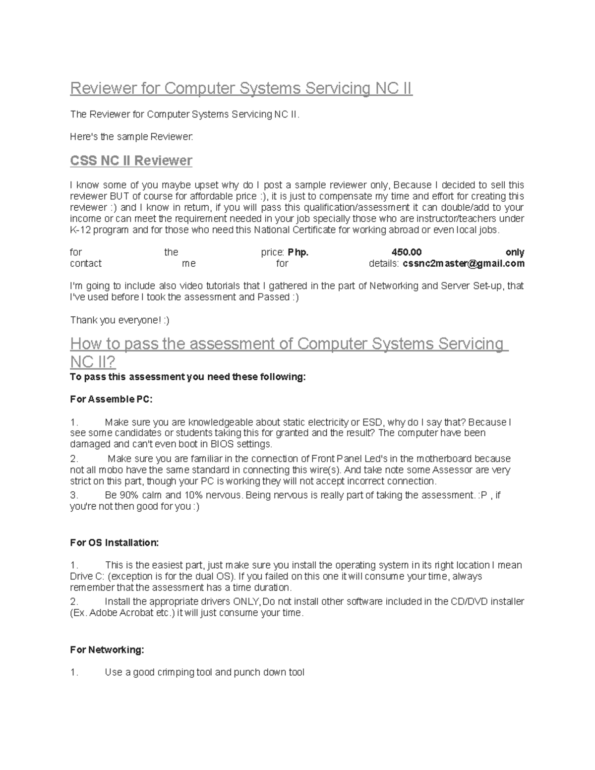 CSS Reviewer - css - Reviewer for Computer Systems Servicing NC II The Reviewer for Computer ...