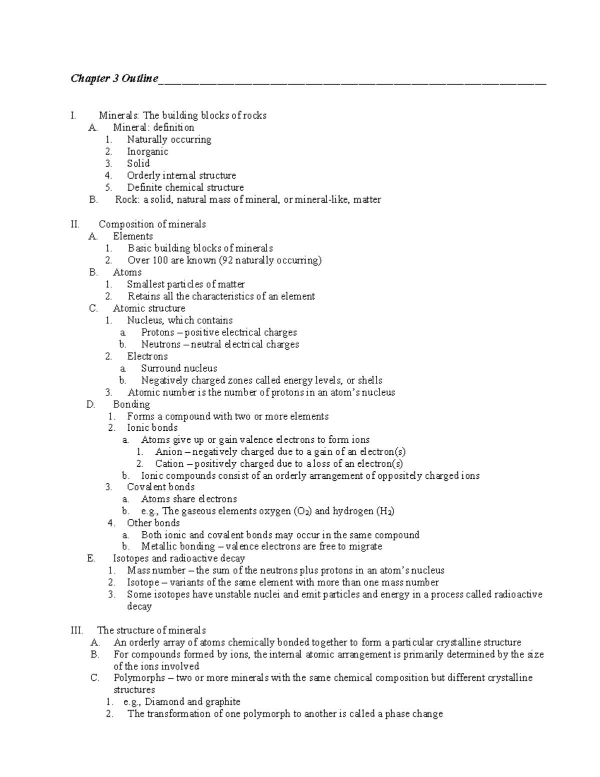 Chapter 3: Minerals and Their Properties - A Comprehensive Overview ...