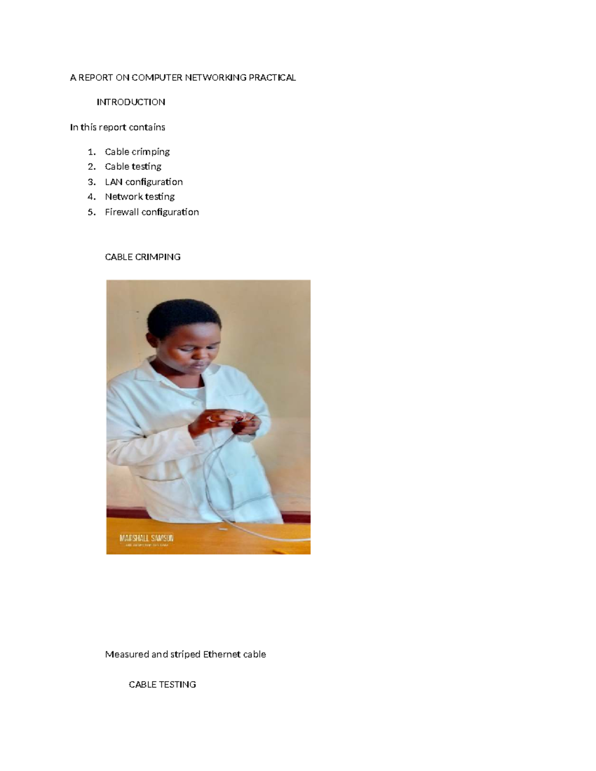 A Report ON Computer Networking Practical - Information Communication ...