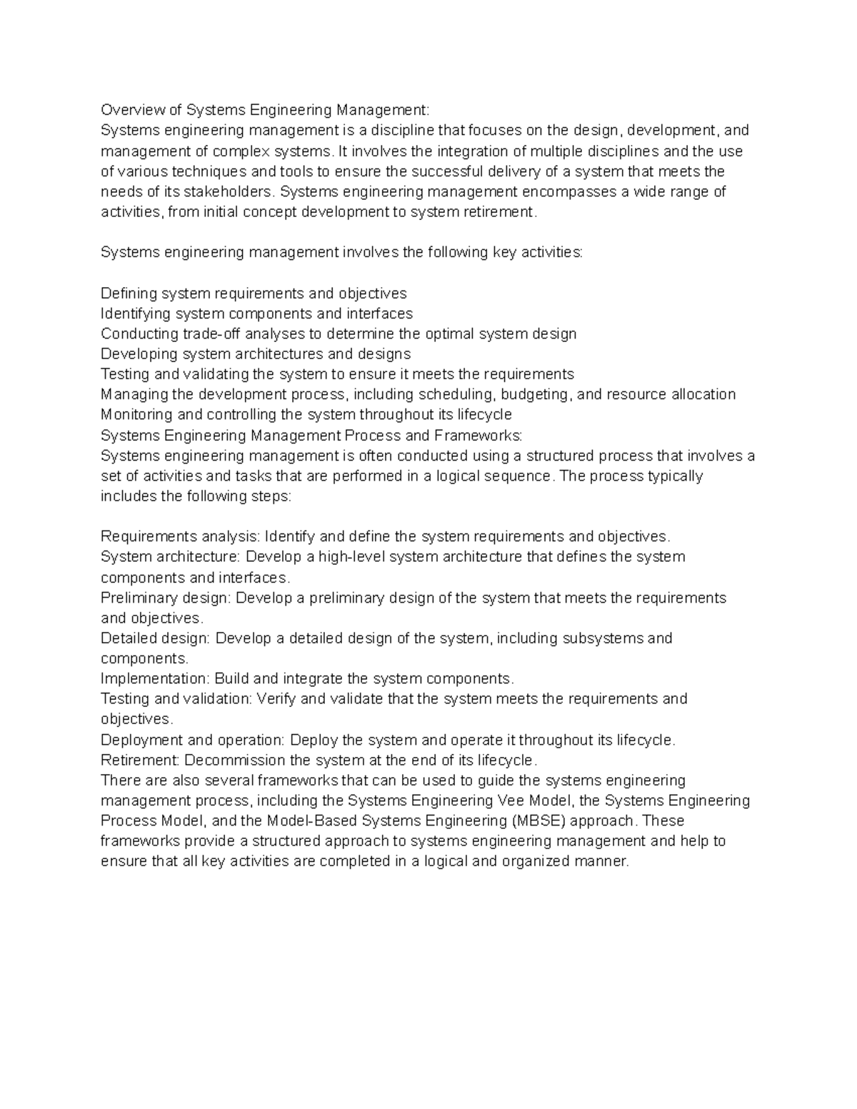 Systems Engineering Management 1-2 - Overview of Systems Engineering ...