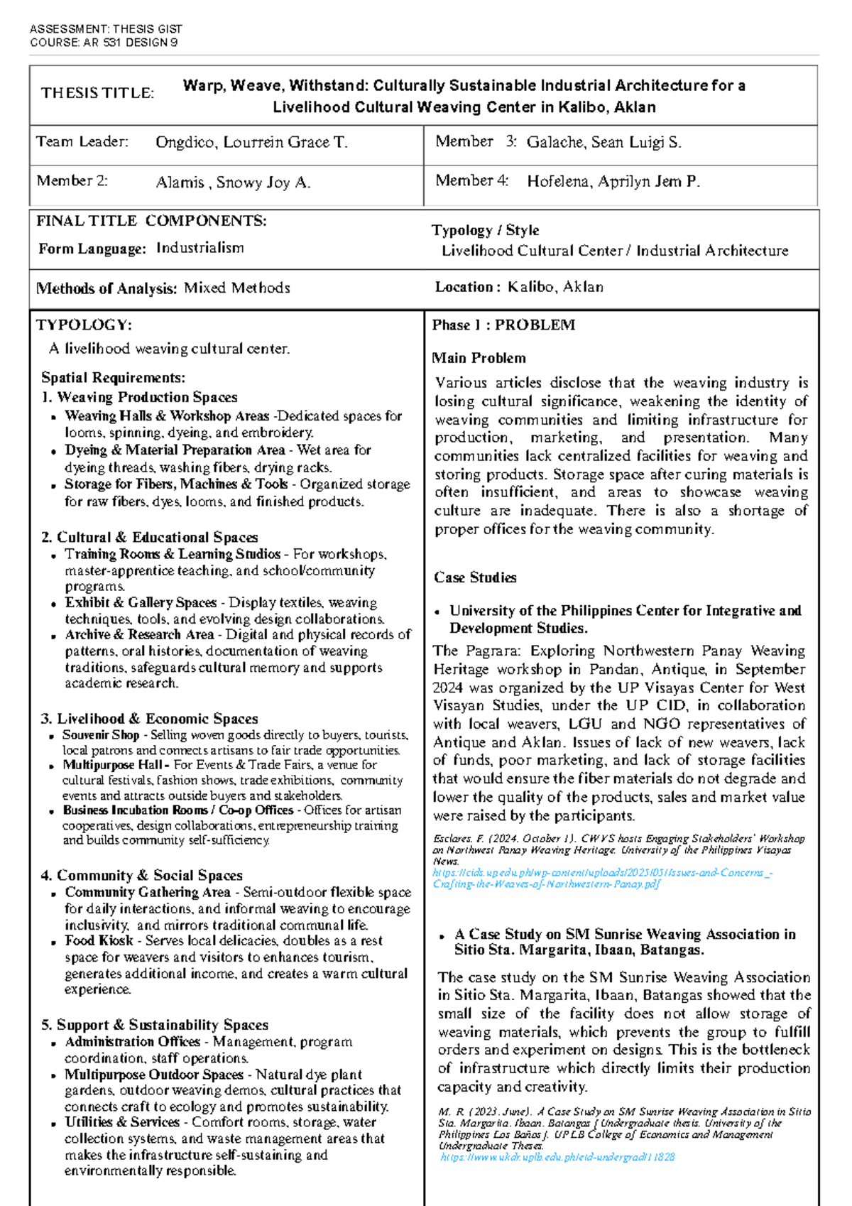 Warp, Weave, Withstand: AR 531 Design 9 Thesis Gist on Cultural Weaving ...