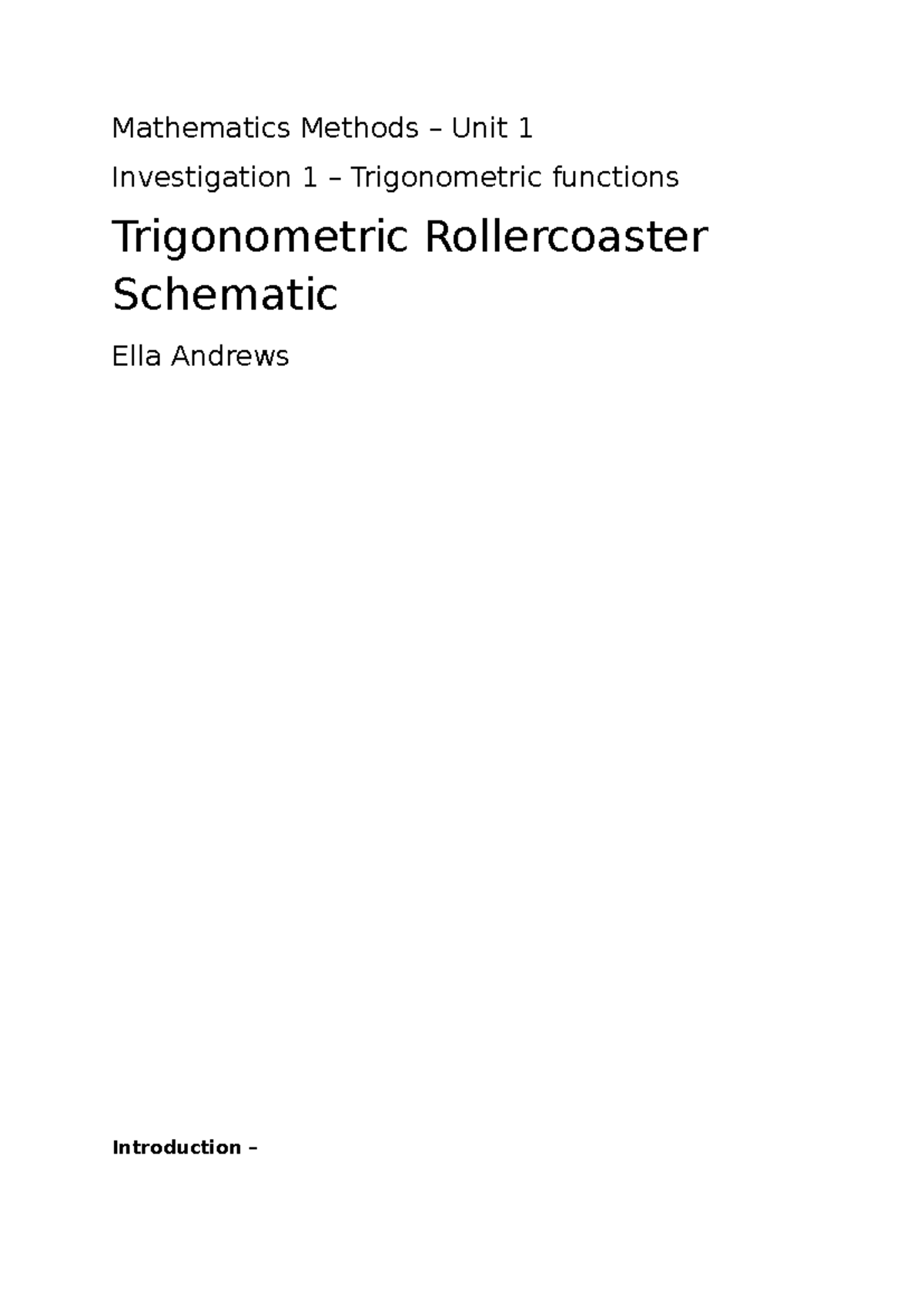 Mathematics Methods - Unit 1 Trigonometric Functions Investigation ...