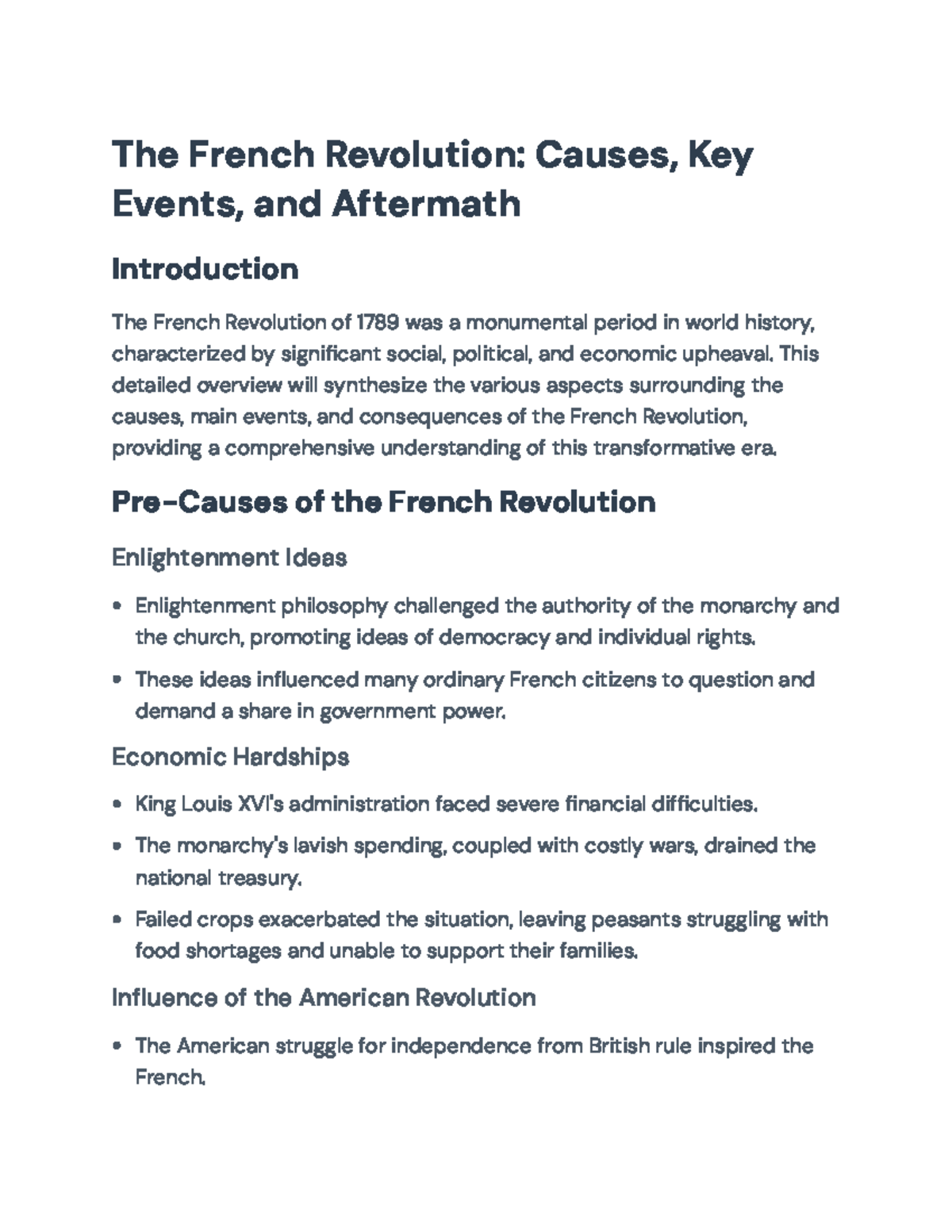 The French Revolution: Causes, Events, and Consequences (HIST 101 ...