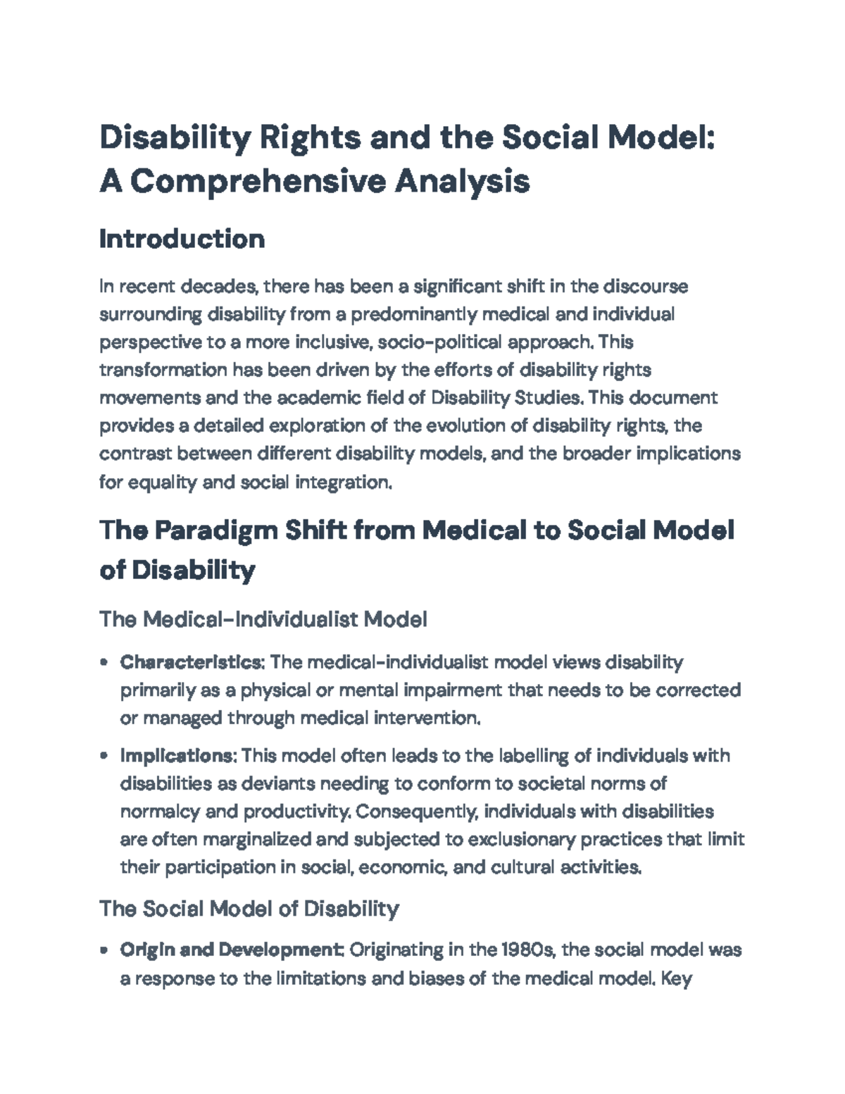 Disability Rights and the Social Model: A Comprehensive Analysis ...