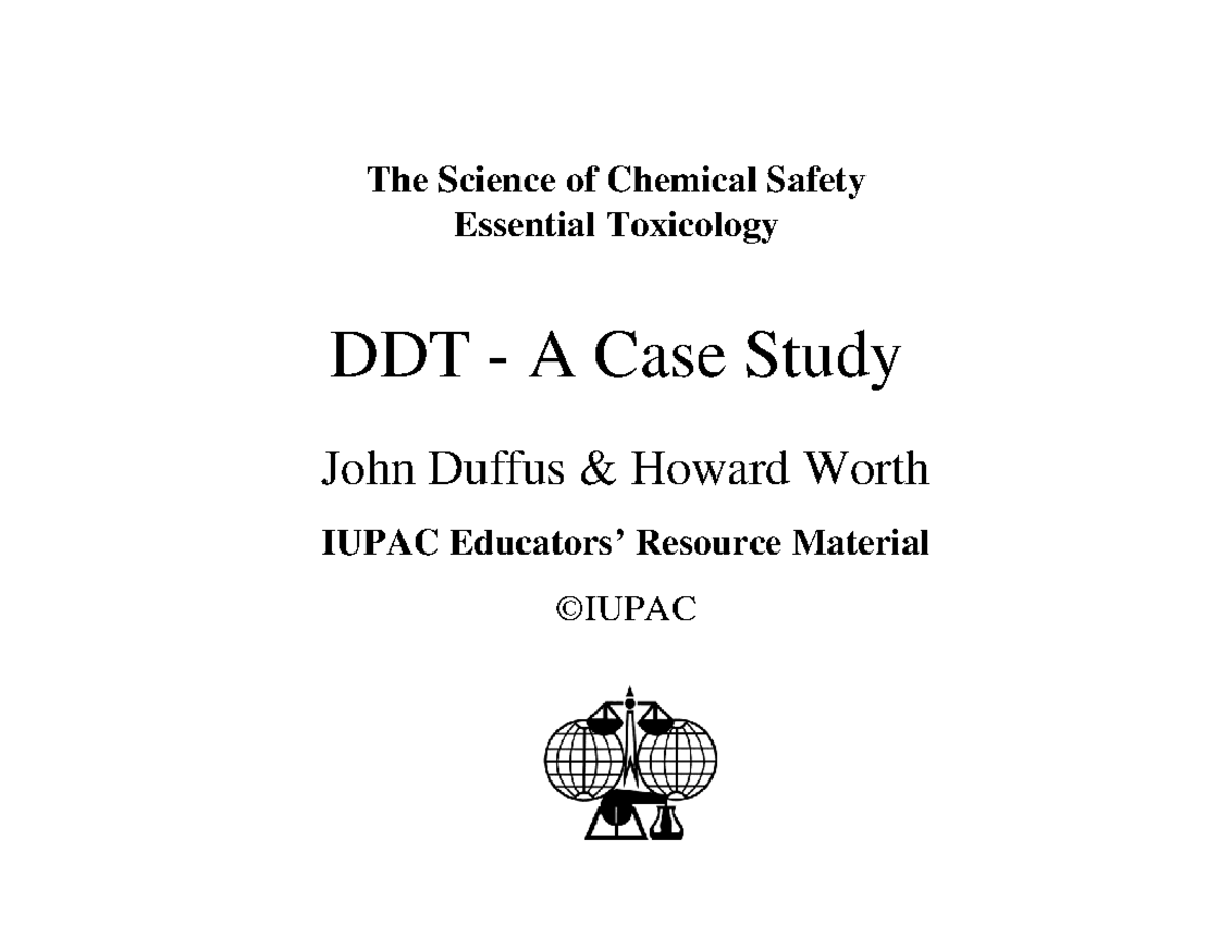 DDT Case Study: Toxicology and Environmental Impact Analysis - Studocu