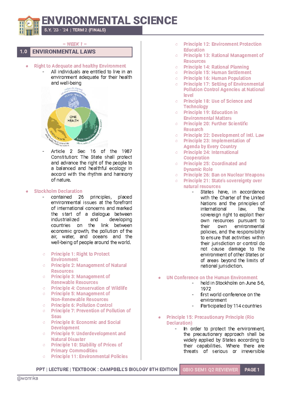 ENVI SCI S.Y. TERM 2 (FINALS) WEEK 1: Environmental Laws Overview - Studocu