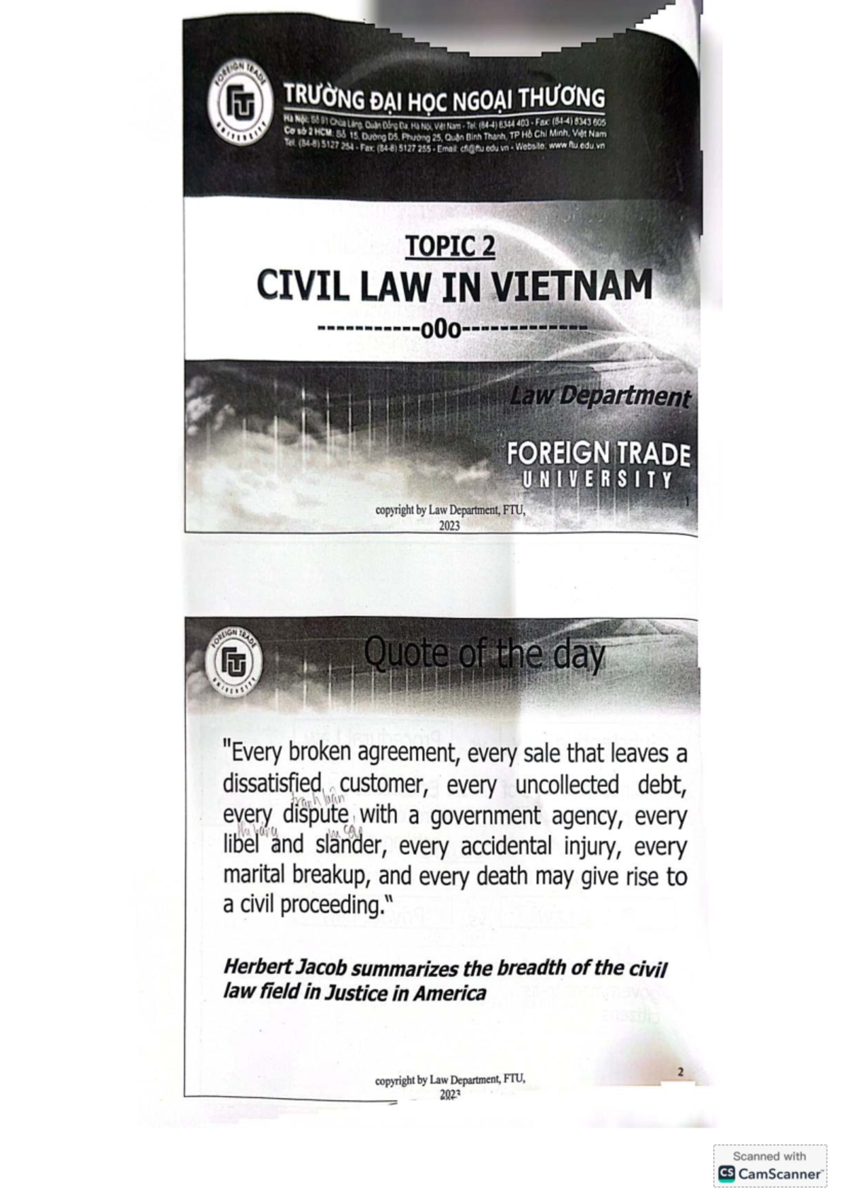 CIVIL LAW IN VIETNAM: A Comprehensive Overview - FTU 2023 - Studocu