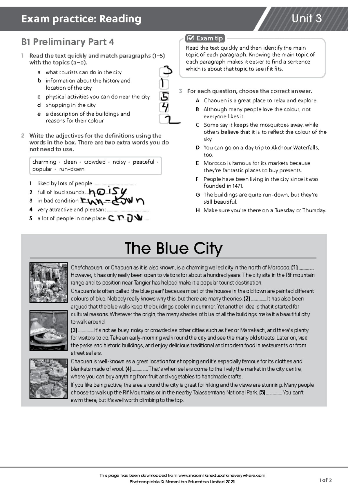 B1PLUS U3 Exam Practice: Reading Tips and Activities - Studocu