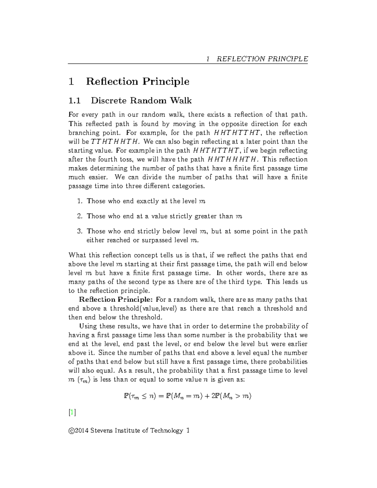 RPCont Max - notes - 1 REFLECTION PRINCIPLE 1 Reflection Principle 1 ...