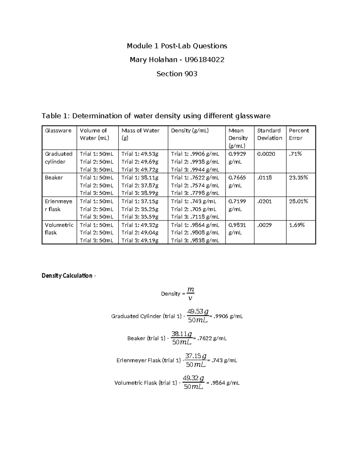 Module 1 Post-Lab Questions - Module 1 Post-Lab Questions Mary Holahan ...