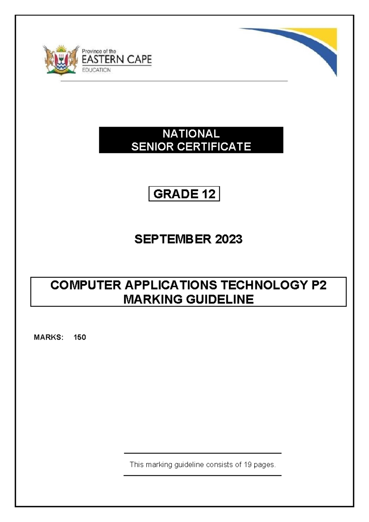 CAT P2 GR12 September 2023 Marking Guidelines and Recommendations - Studocu