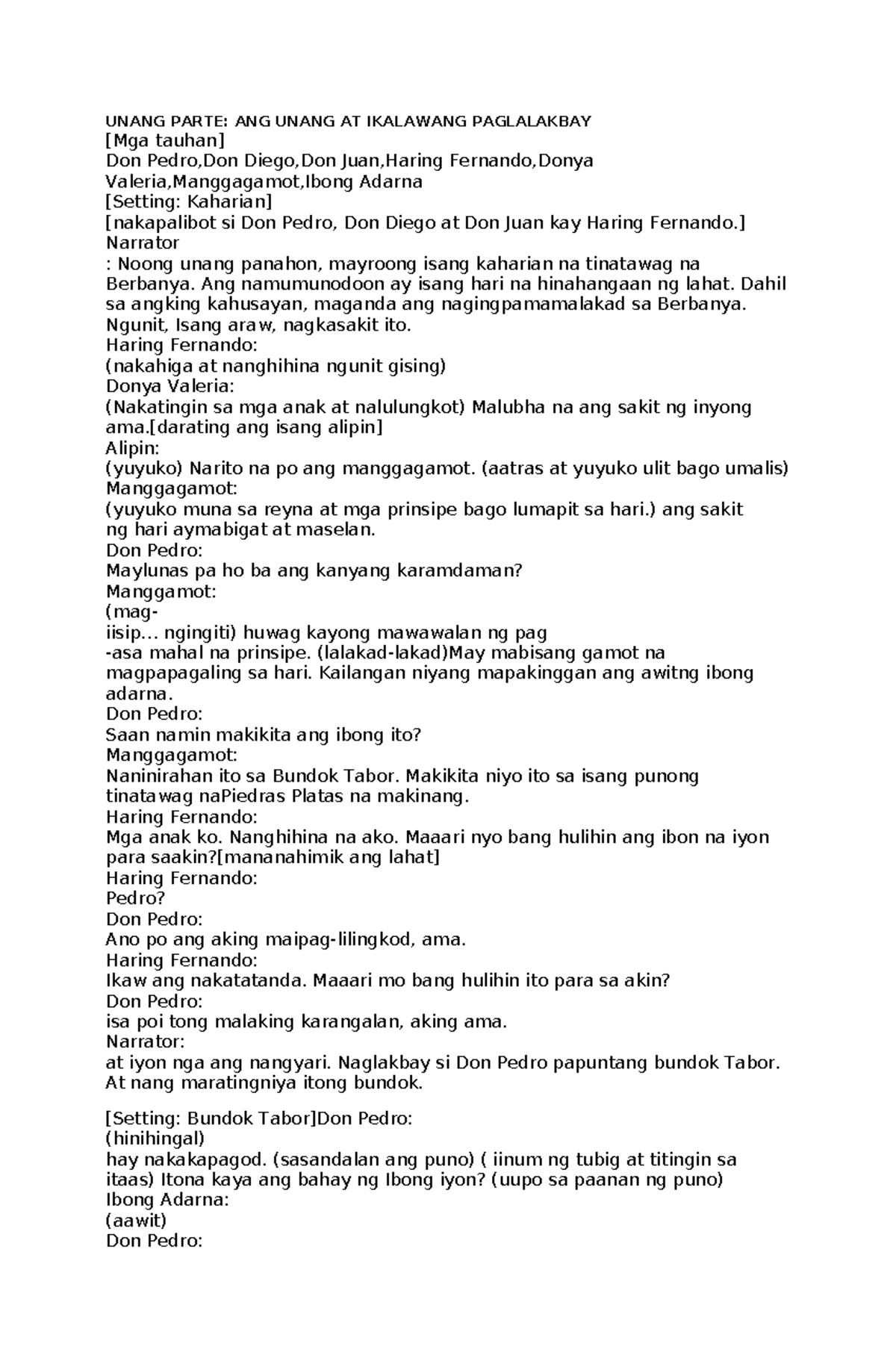 370482976 Final Script ng Ibong Adarna: Kompleto at Detalyado - Studocu