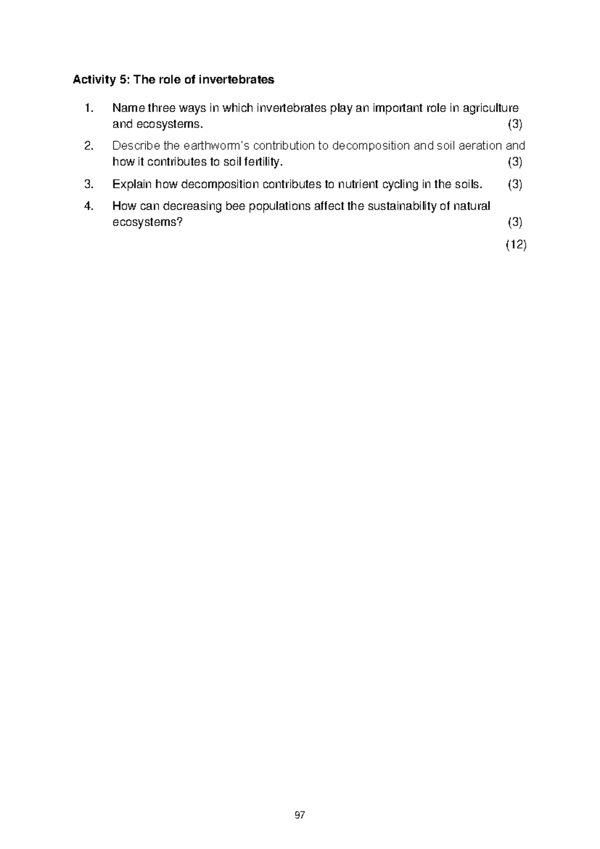 Biodiversity of Animals: Invertebrates and Ecosystem Roles Questions ...
