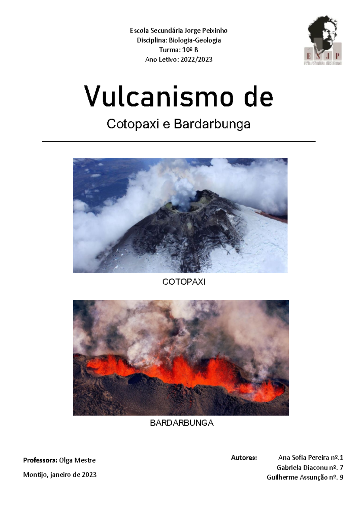 Estudo de Vulcanismo: Cotopaxi e Bardarbunga - Biologia-Geologia 10º B ...
