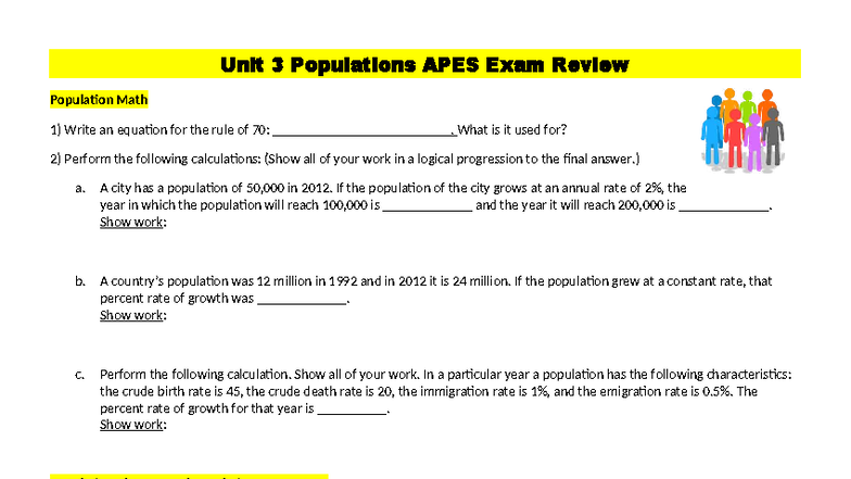 Unit 3 APES Population Dynamics Exam Review & Study Guide - Studocu