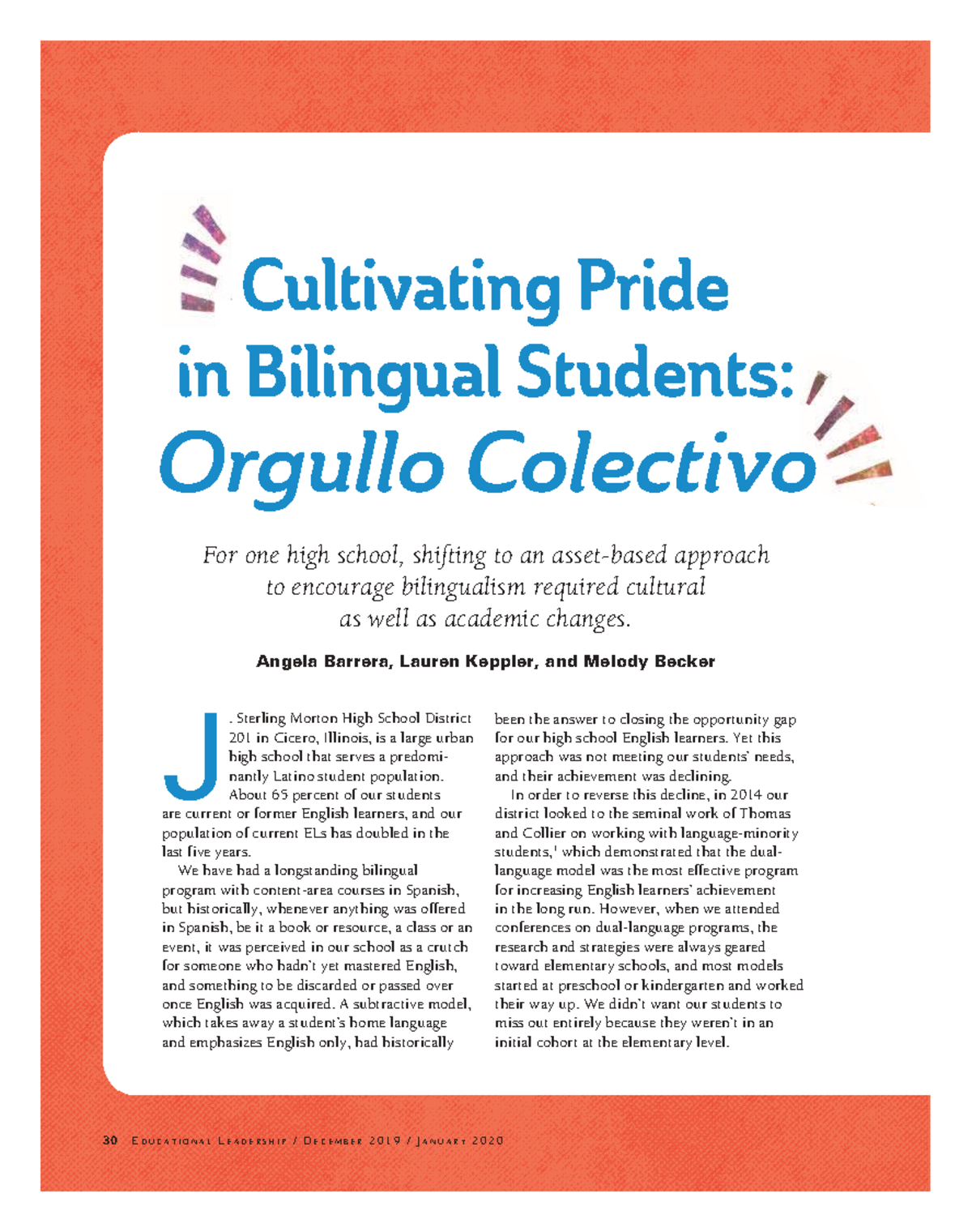 Cultivating Pride in Bilingual Students: Orgullo Colectivo (EDUC 201 ...