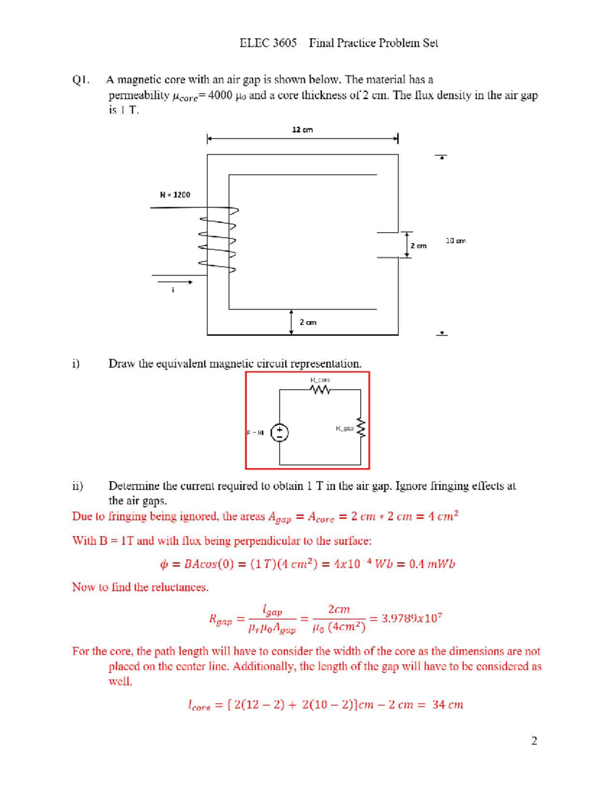 ELEC 3605 Final Exam Practice Problem Set 2 Solutions - Studocu