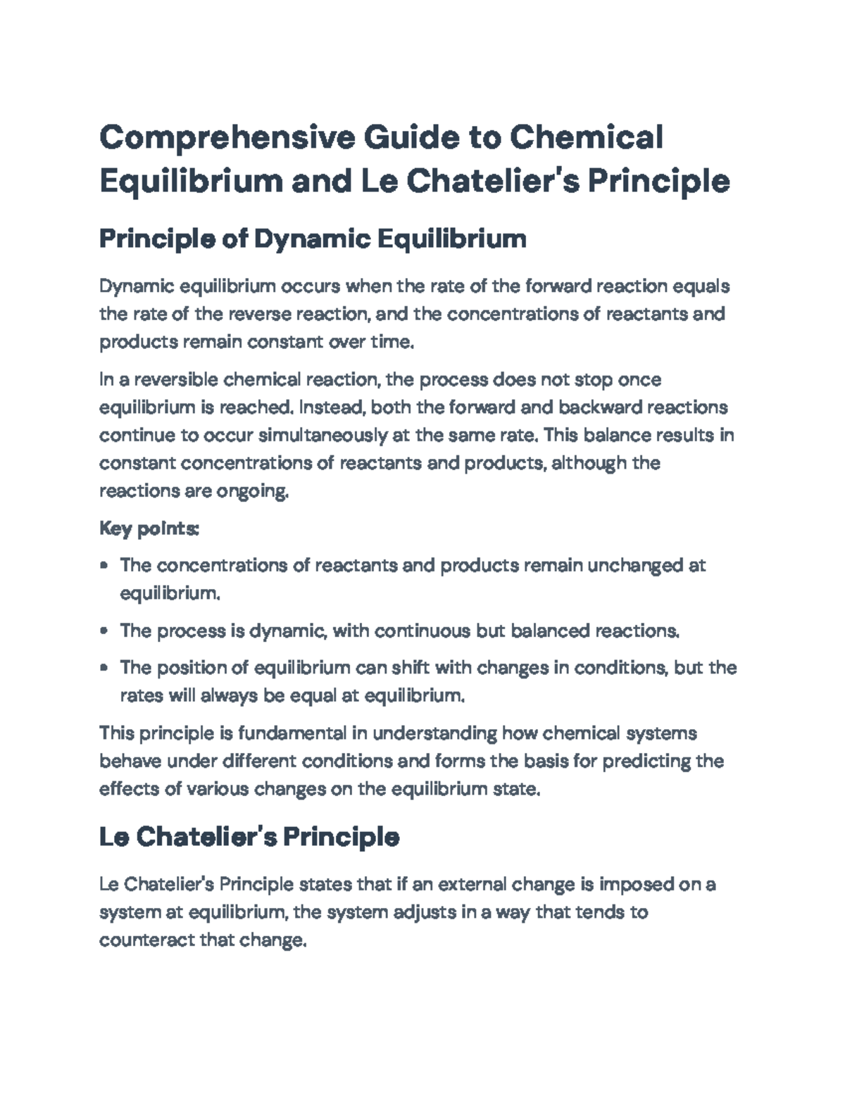 Comprehensive Guide to Chemical Equilibrium & Le Chatelier's Principle ...