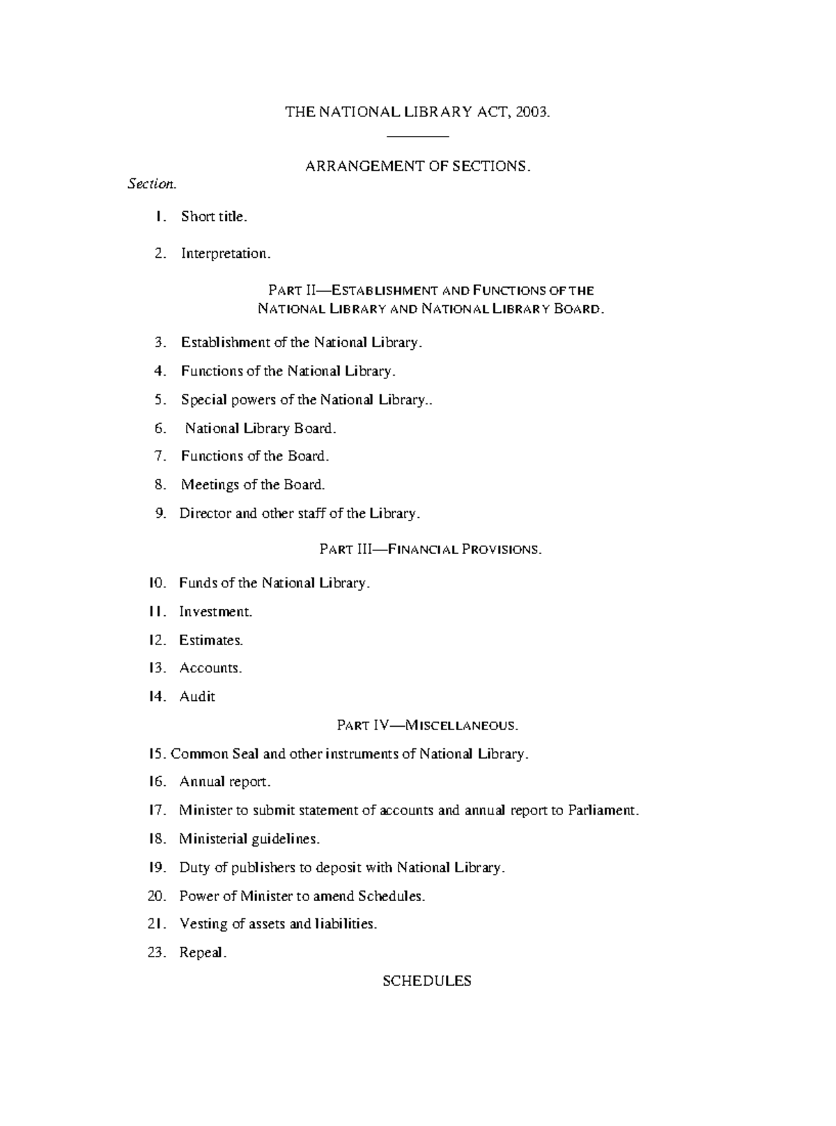National Library Act, 2003: Comprehensive Overview and Provisions - Studocu