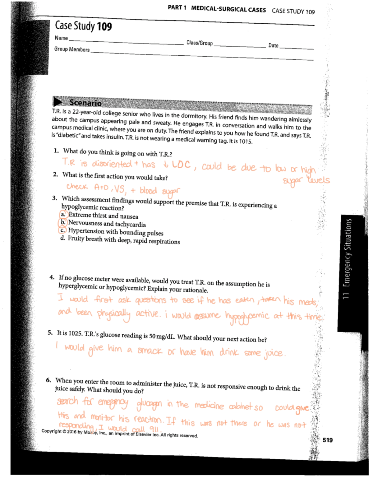 PART 1 Medical- Surgical Cases CASE Study 109 - PART 1 CASES CASE STUDY ...