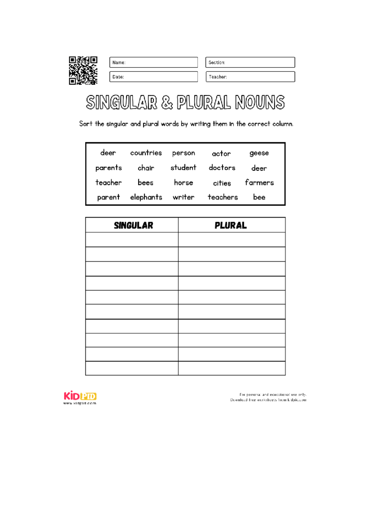 Homework 2: Final Test on Singular & Plural Nouns for Level 1 - Studocu