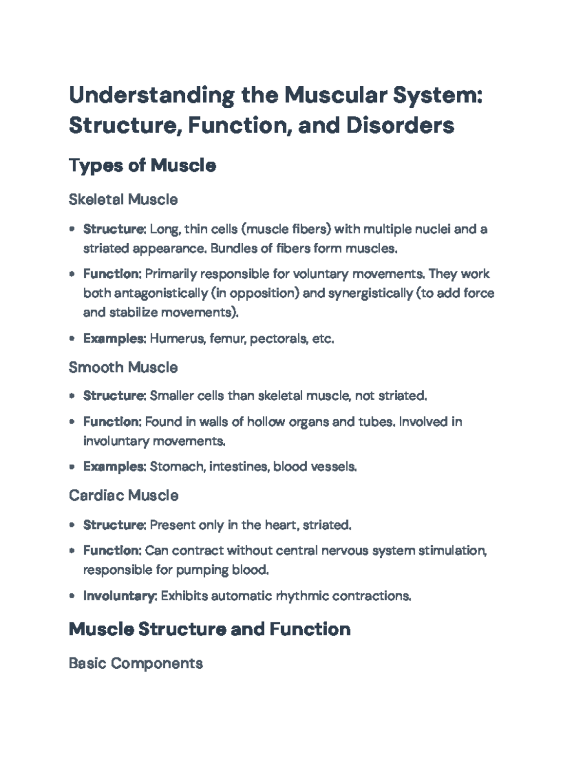 Understanding the Muscular System: Structure, Function, and Disorders ...