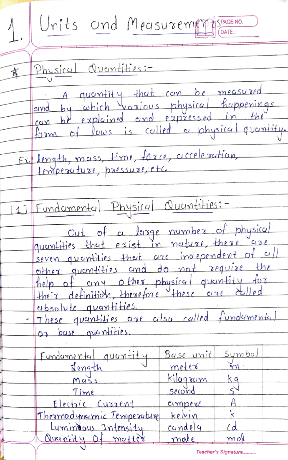 Unit 1: Units and Measurement Concepts (Physics) - Studocu