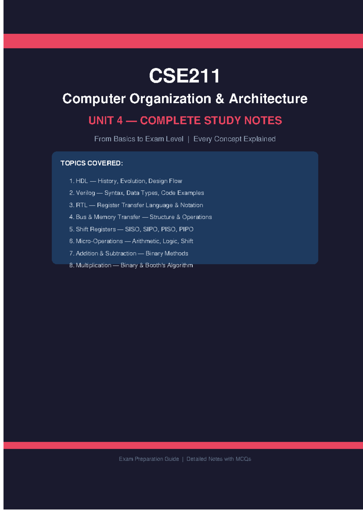 CSE211 Computer Organization Architecture Unit 4 Study Notes & Exam ...