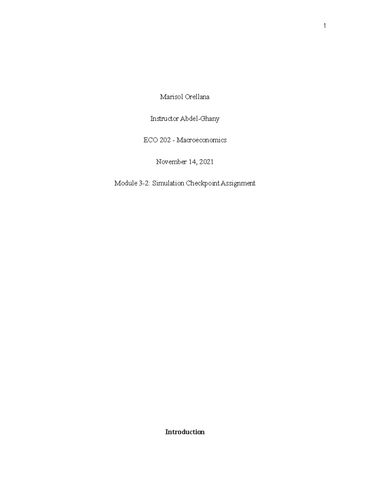 ECO 202 - Module 3-2 Simulation Checkpoint Analysis Report - Studocu
