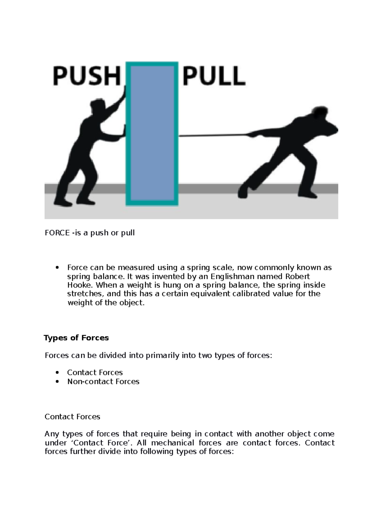Types Of Push And Pull Forces