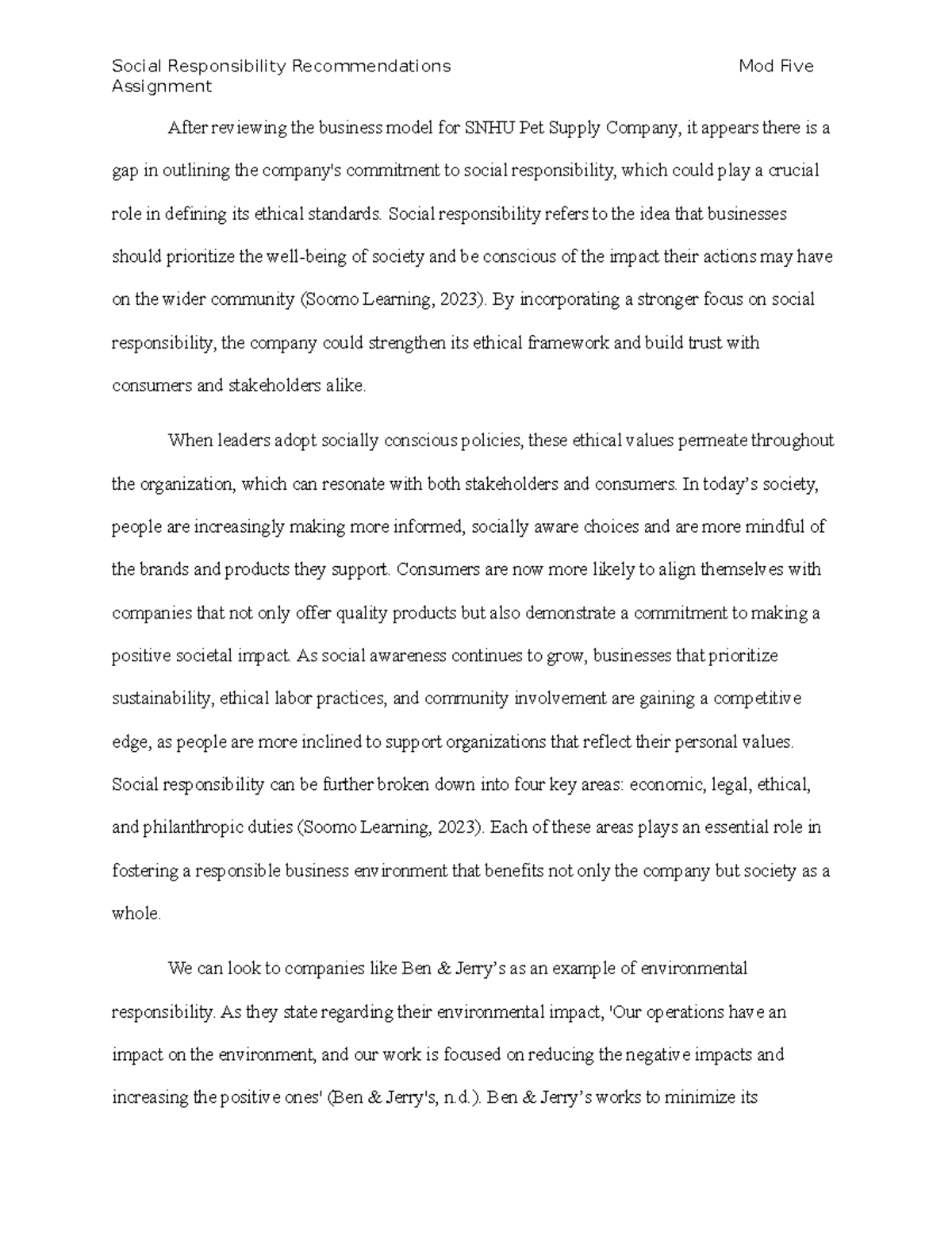 BUS 210 Mod 5 Assignment - Assignment After reviewing the business ...