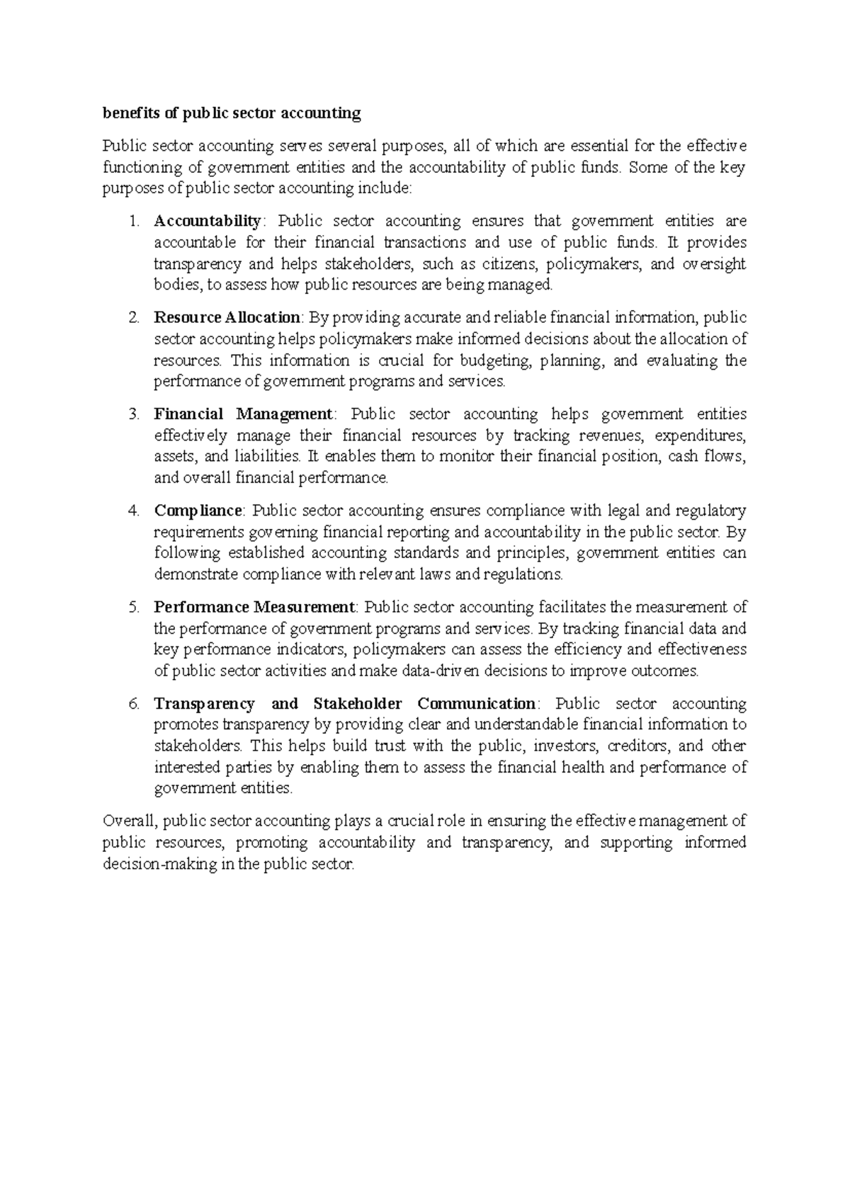 Benefits of Public Sector Accounting: Key Functions & Importance - Studocu