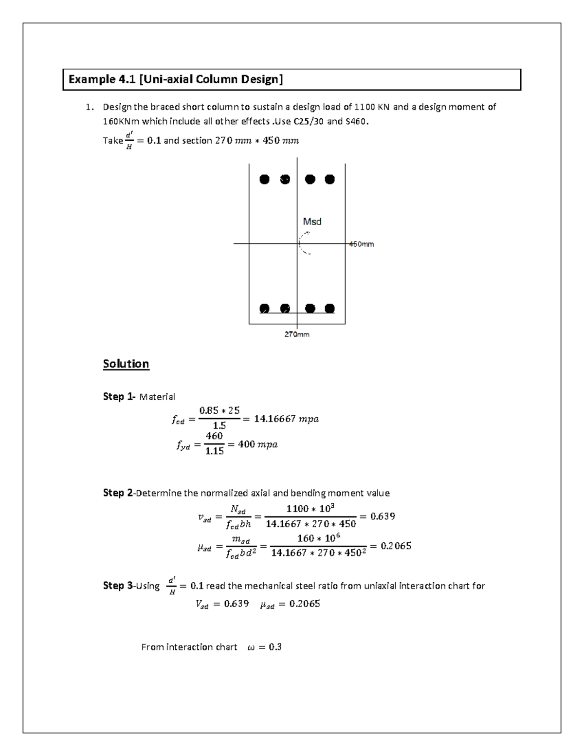 Chapter 4 Example 2-5: Uniaxial Column Design Solutions - Studocu