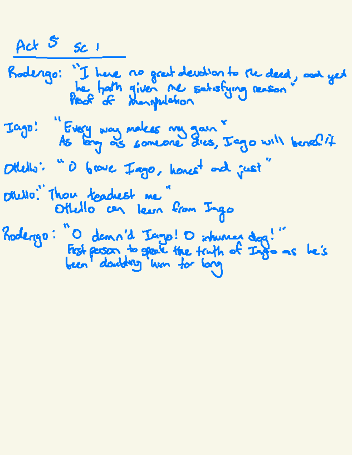 Othello Act 5 - Summary Analysis and Key Themes - Studocu