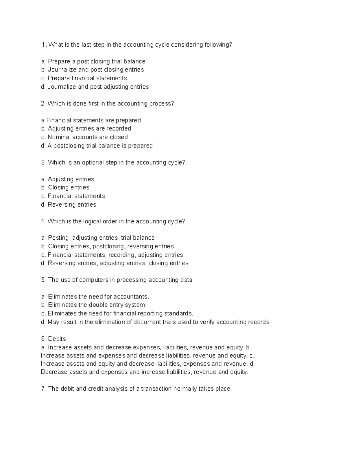 Accounting 1 Midterm PreTest: Key Concepts and Answers - Studocu