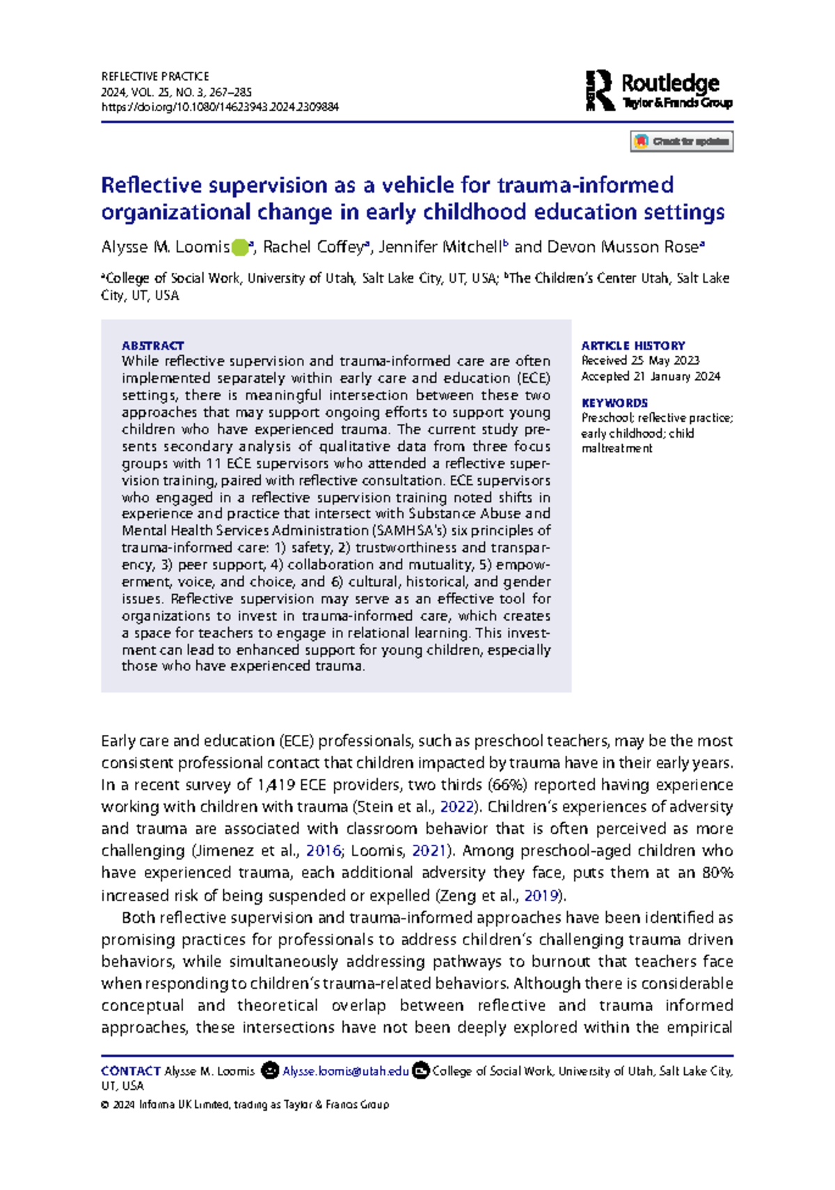 Reflective Supervision for Trauma-Informed Care in ECE Settings (EDUC ...