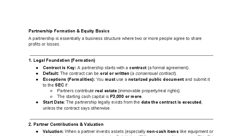 Partnership Formation & Equity Basics (Course Code: Partnership 4 ...