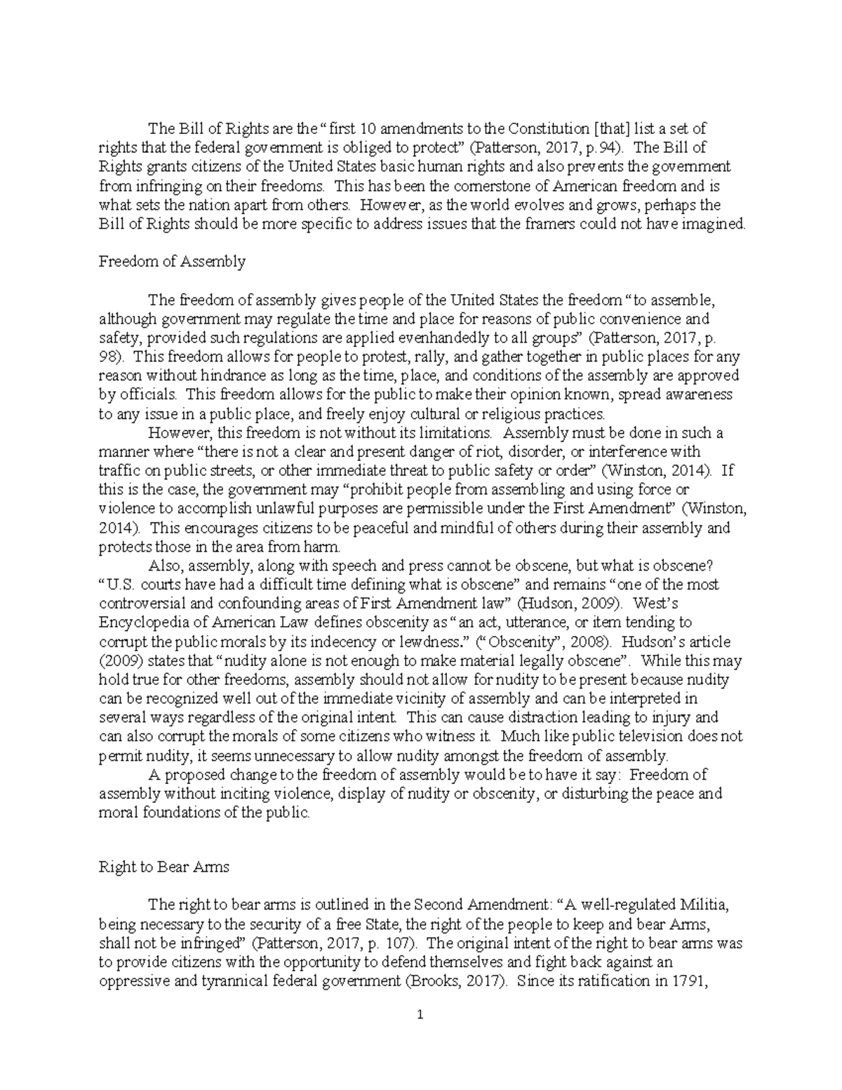 Sample Writing Assignment (GOVT 2305) - The Bill of Rights are the ...